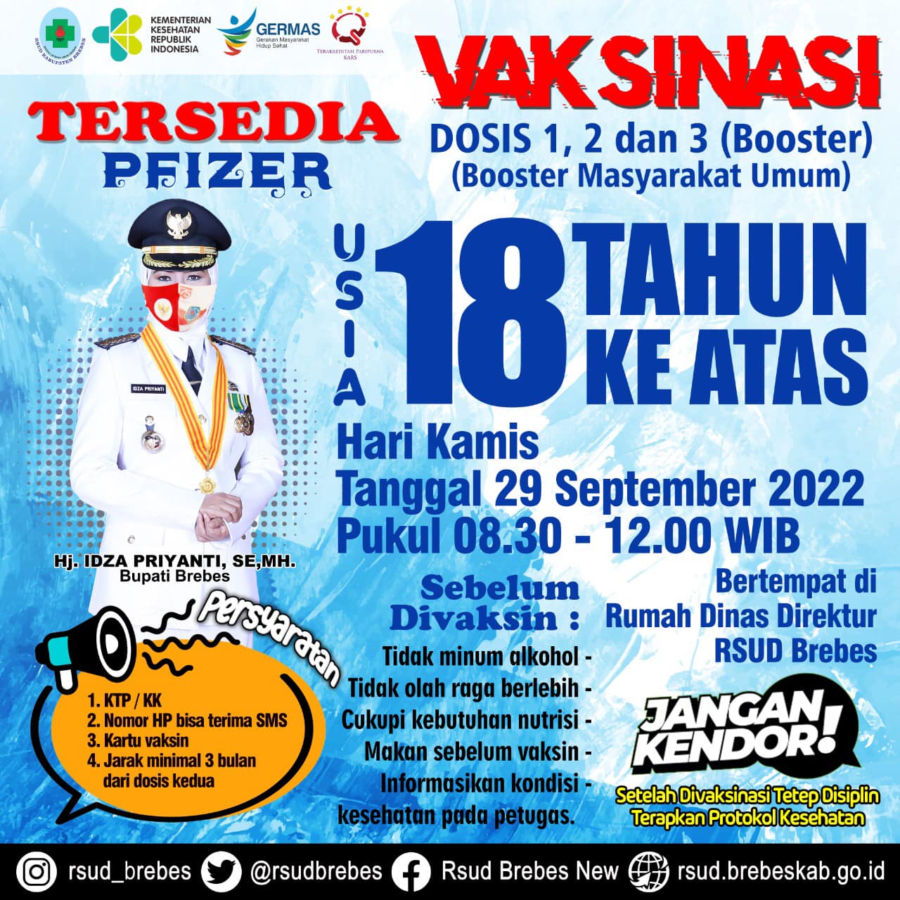 Vaksinasi Booster 1 2 3 Untuk Masyarakat Umum Rsud Brebes