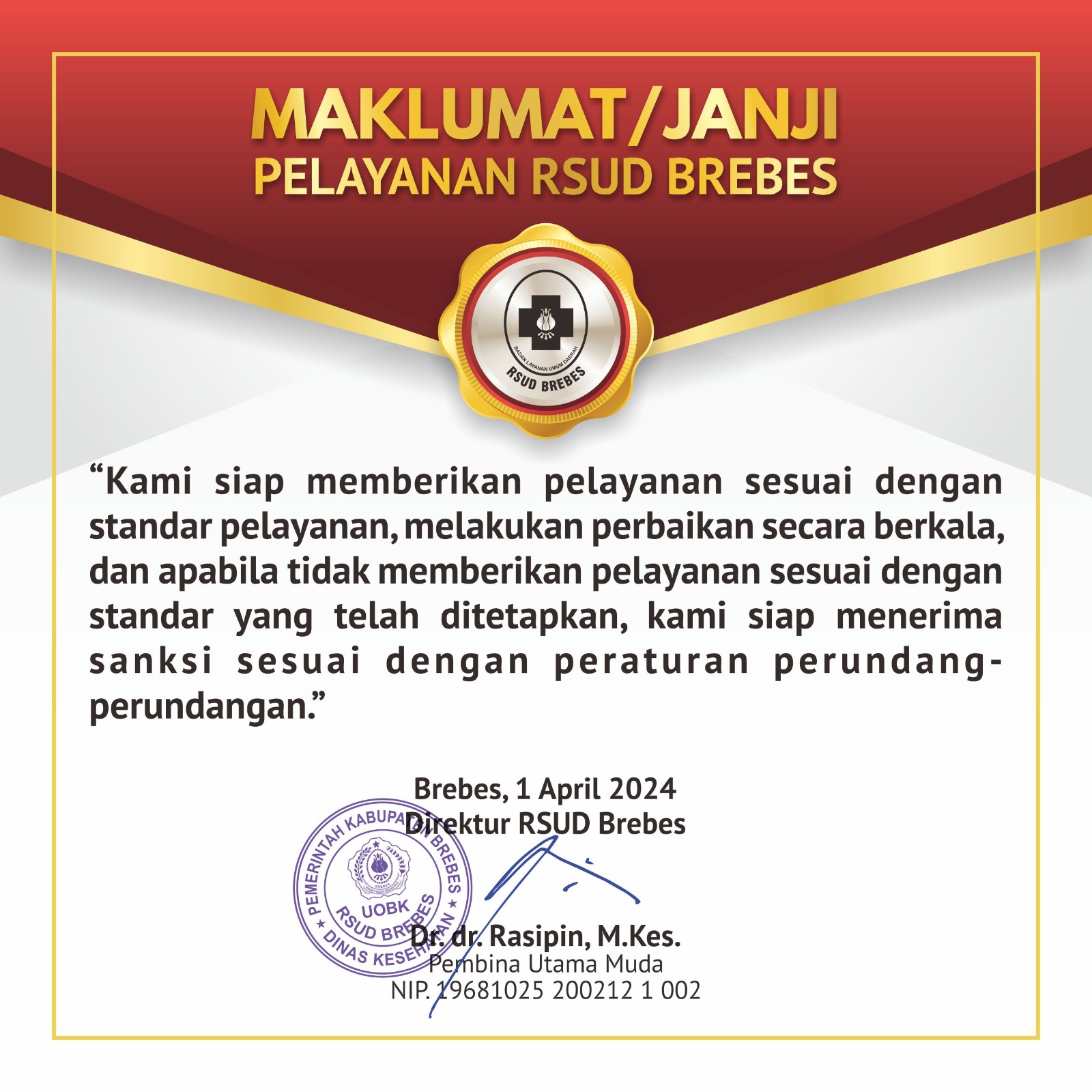 MAKLUMAT JANJI PELAYANAN RSUD BREBES - RSUD Brebes