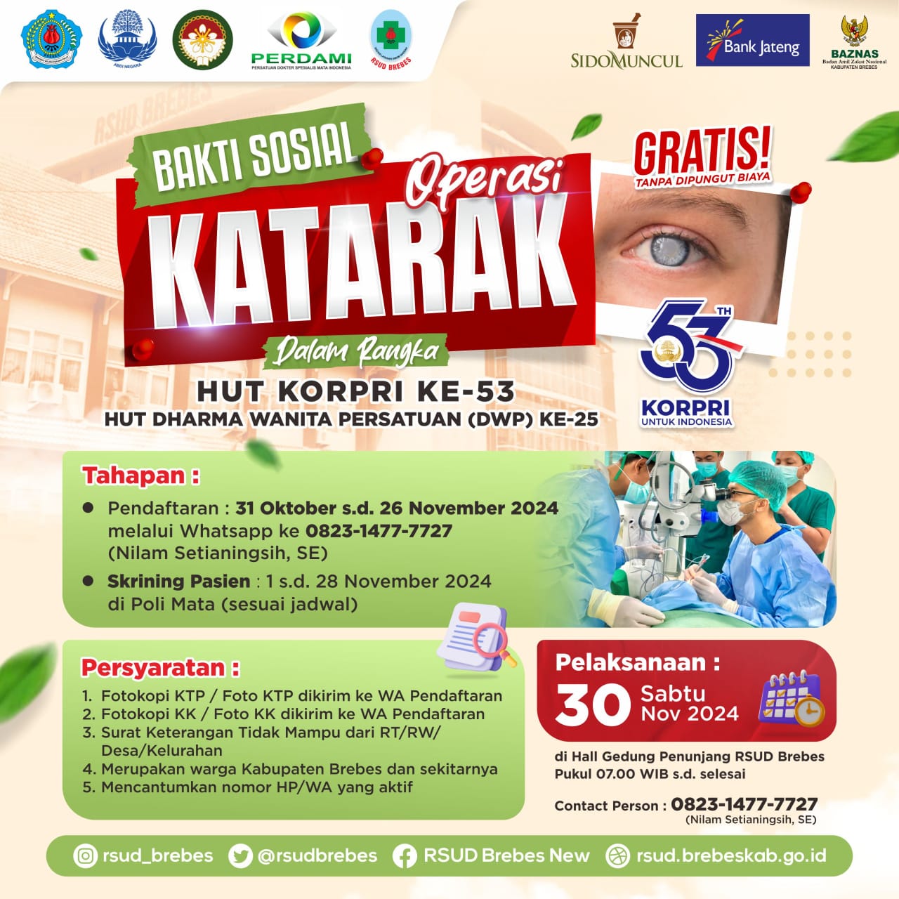 BAKTI SOSIAL OPERASI KATARAK DI RSUD BREBES TAHUN 2024 - RSUD Brebes