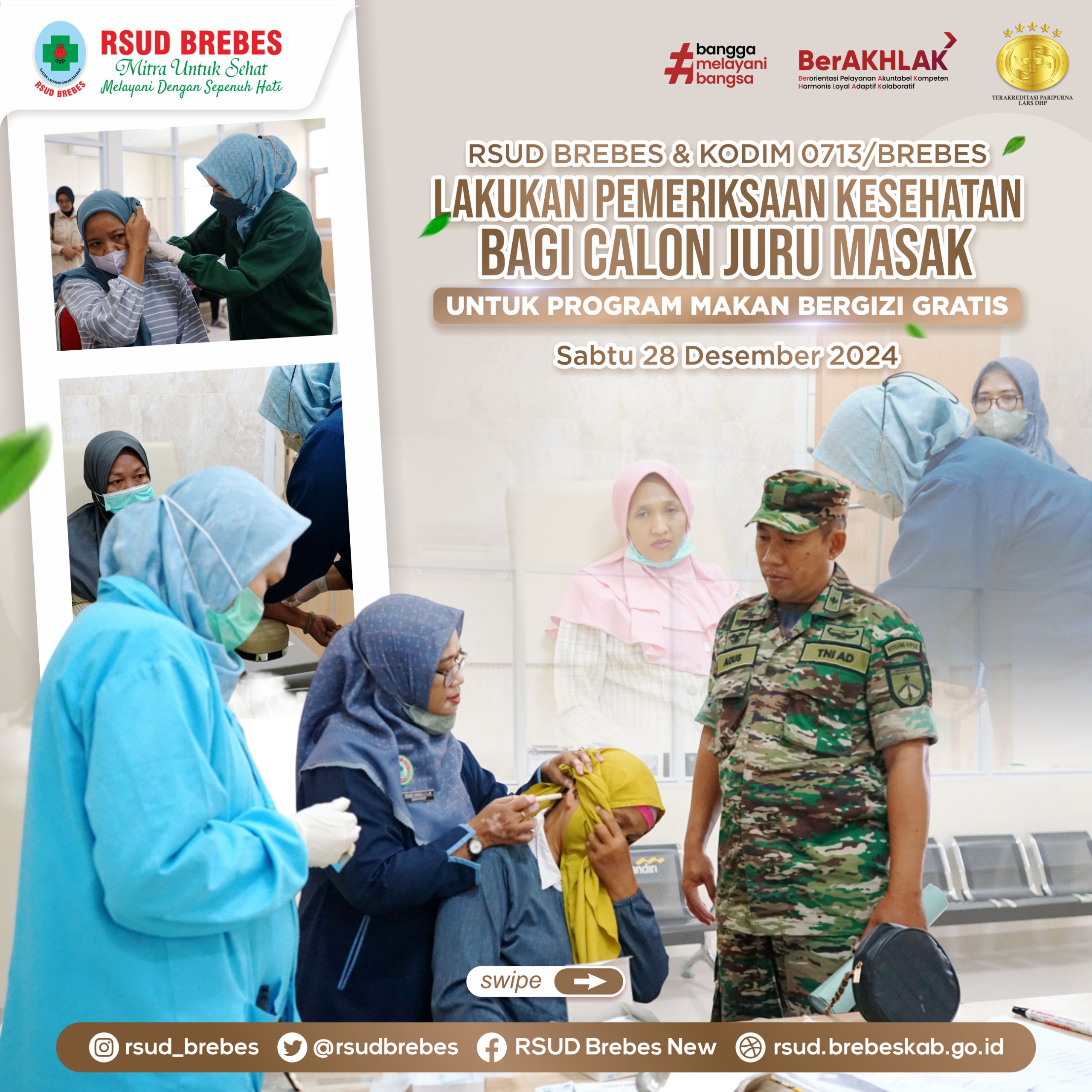 RSUD Brebes dan KODIM 0713 Lakukan Pemeriksaan Kesehatan bagi Calon Juru Masak untuk Program ...